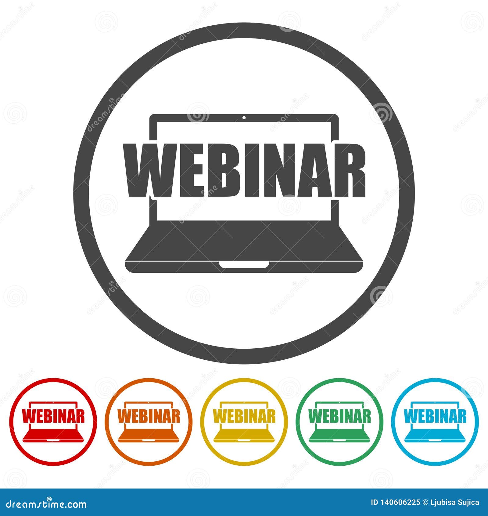 Sistema Largo De Los Iconos De Webinar Ilustración del Vector ...