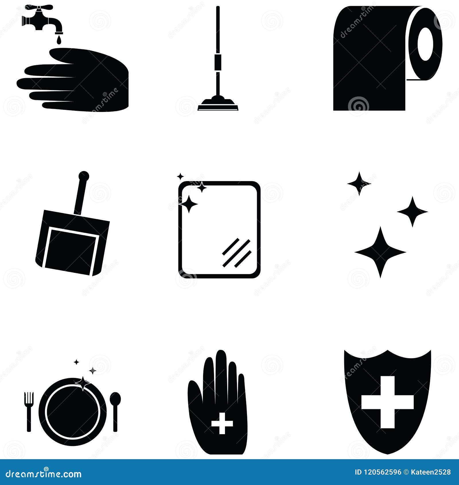 Sistema limpio del icono ilustración del vector. Ilustración de cepillo ...