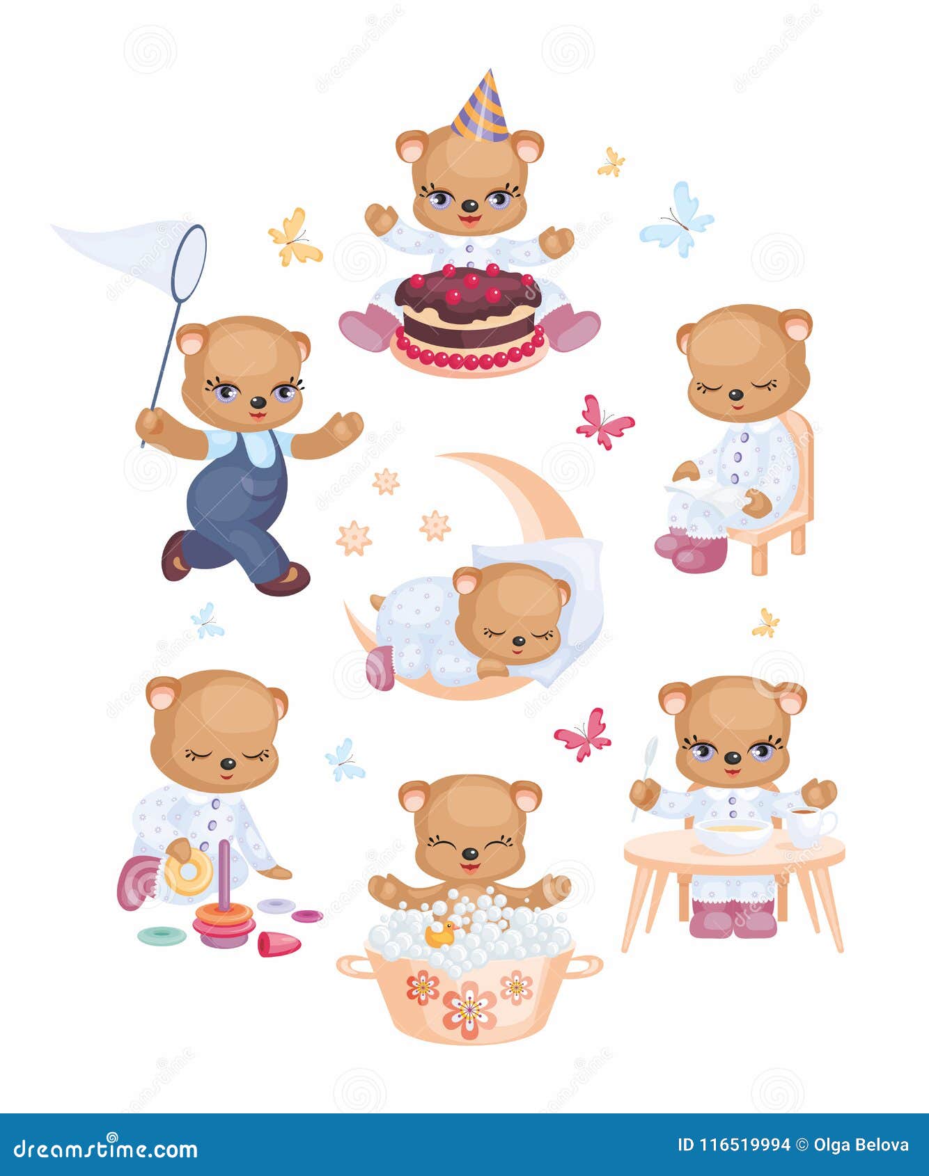 Sistema Lindo De Teddy Bear Ilustración del Vector - Ilustración de ...