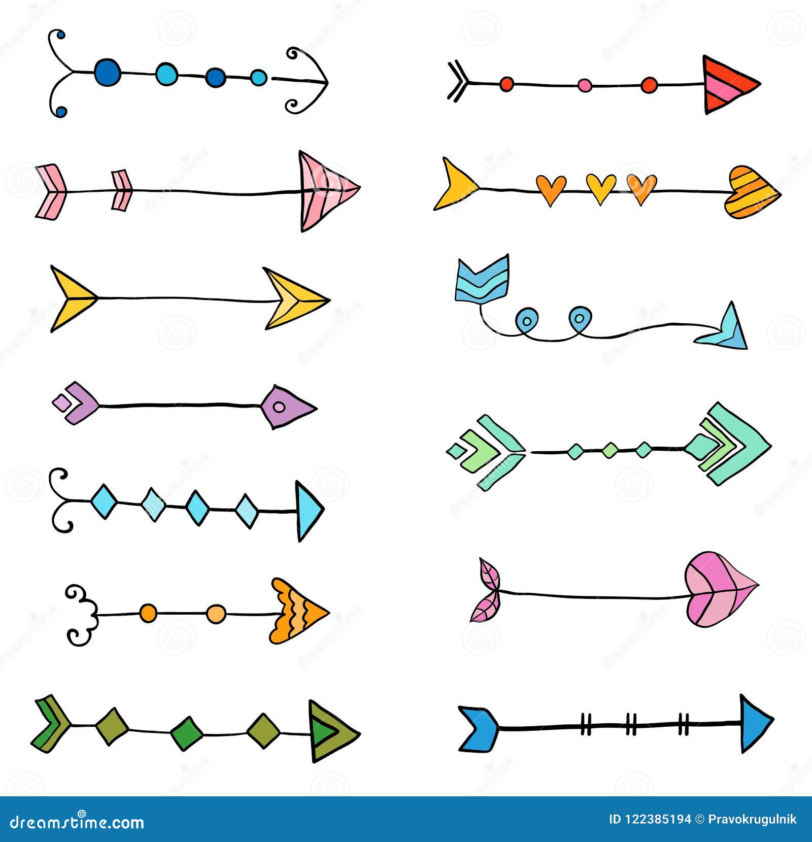 Sistema Lindo Del Vector Con Las Flechas Creativas Del Garabato ...