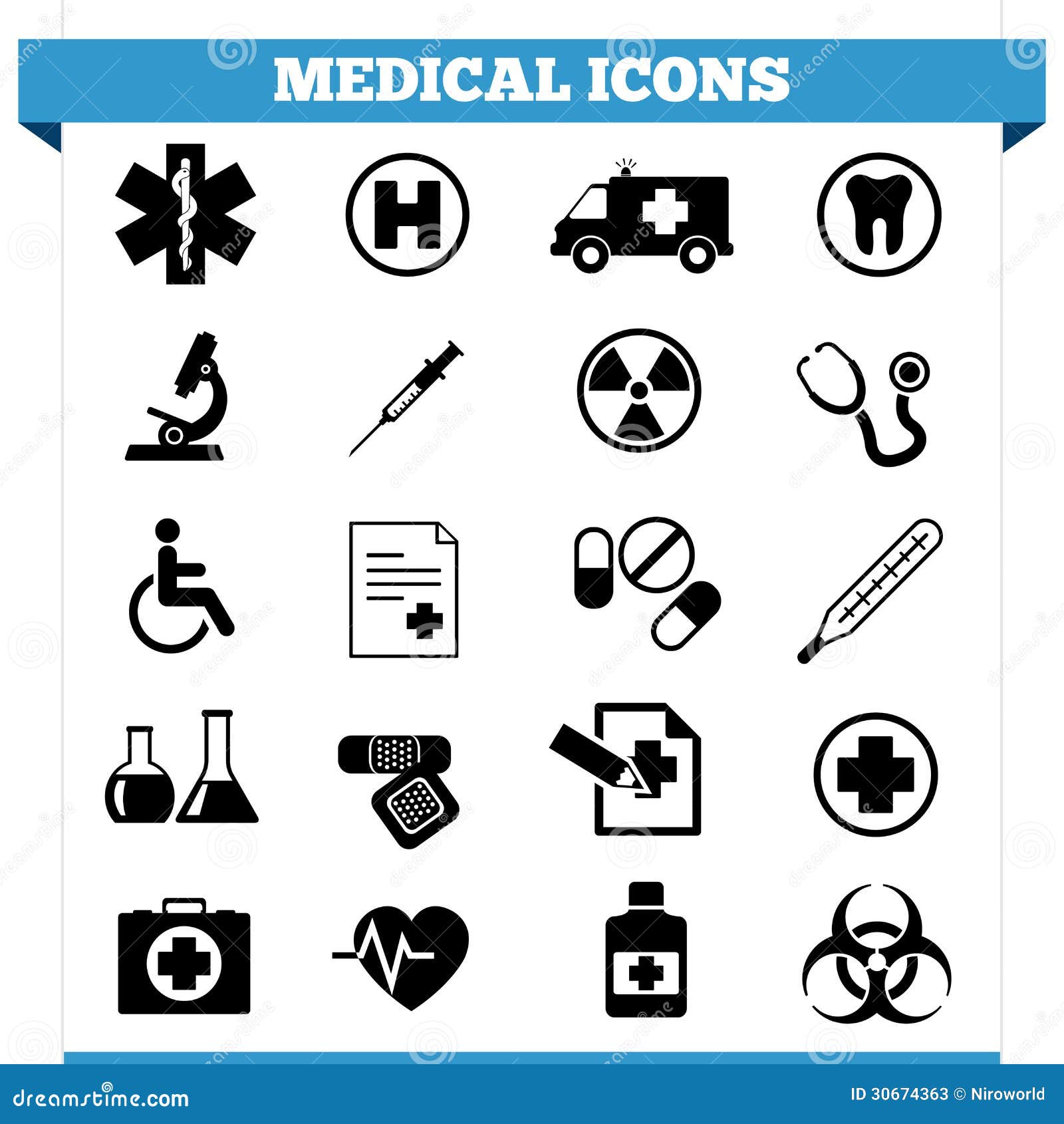 Sistema Médico Del Vector De Los Iconos Ilustración del Vector ...