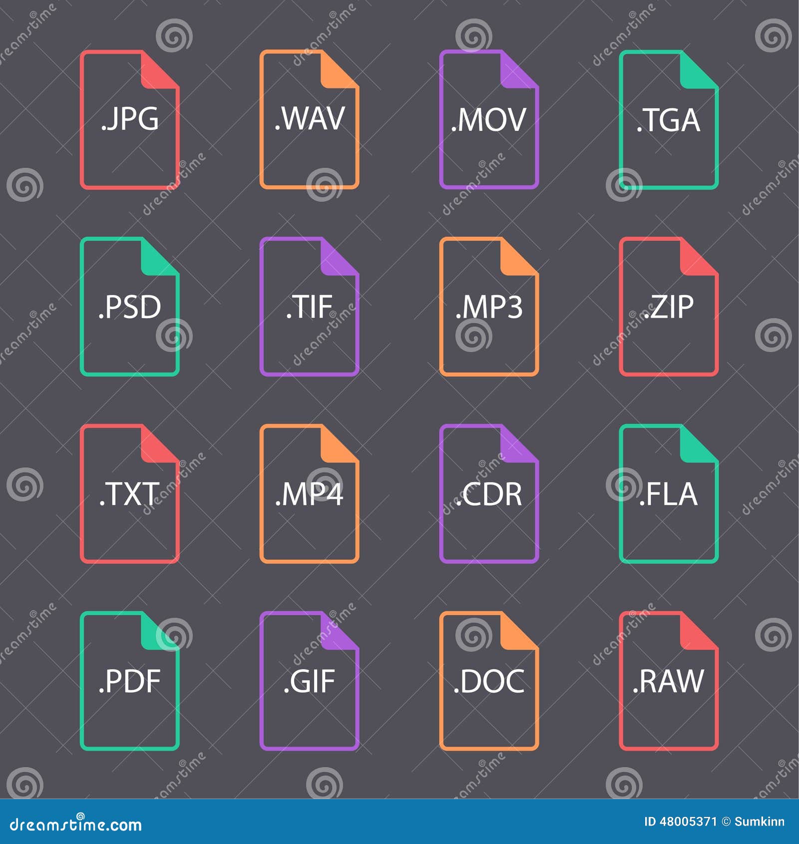 Sistema Multicolor De Formatos De Archivo Del Documento Ilustración del ...