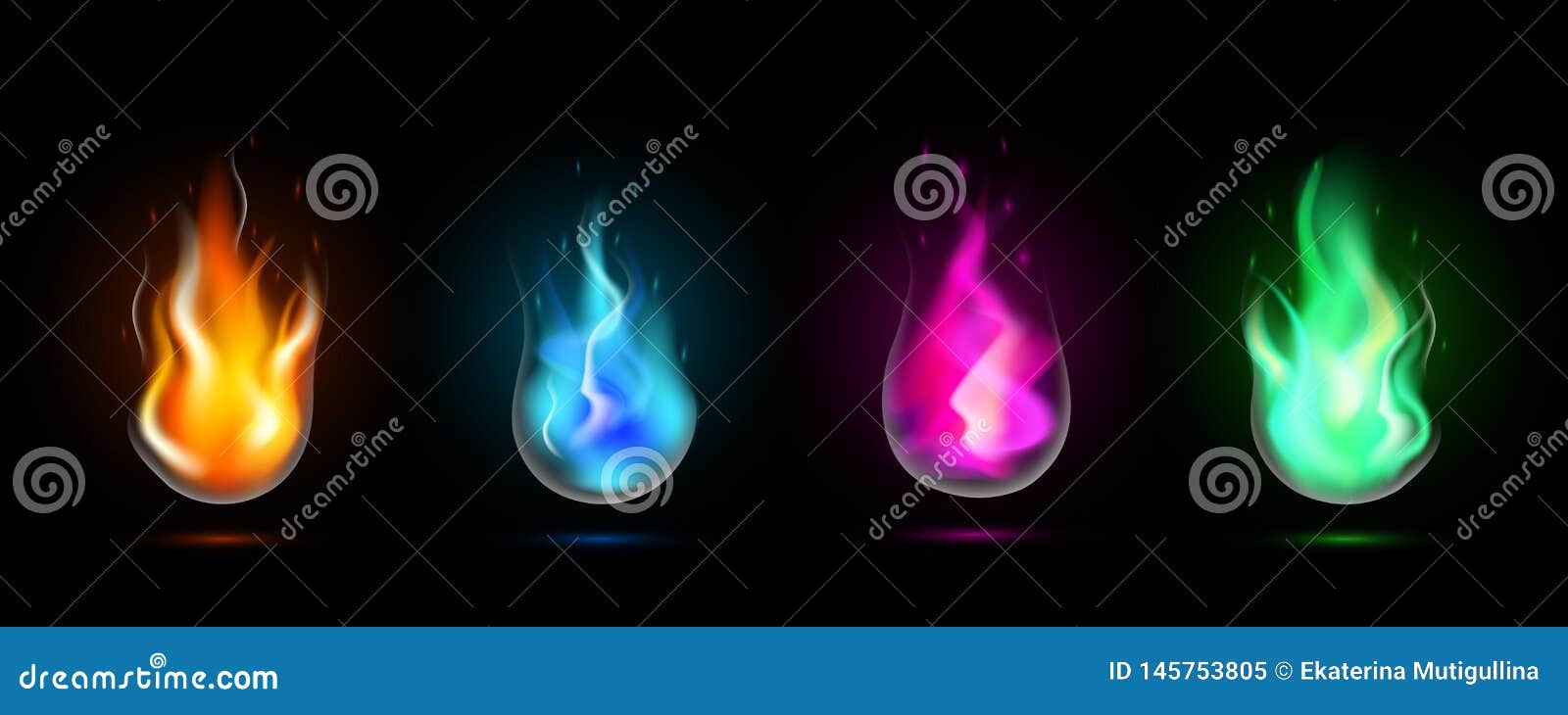 Sistema Mágico De Las Llamas De Las Bolas De Fuego Ilustración Del