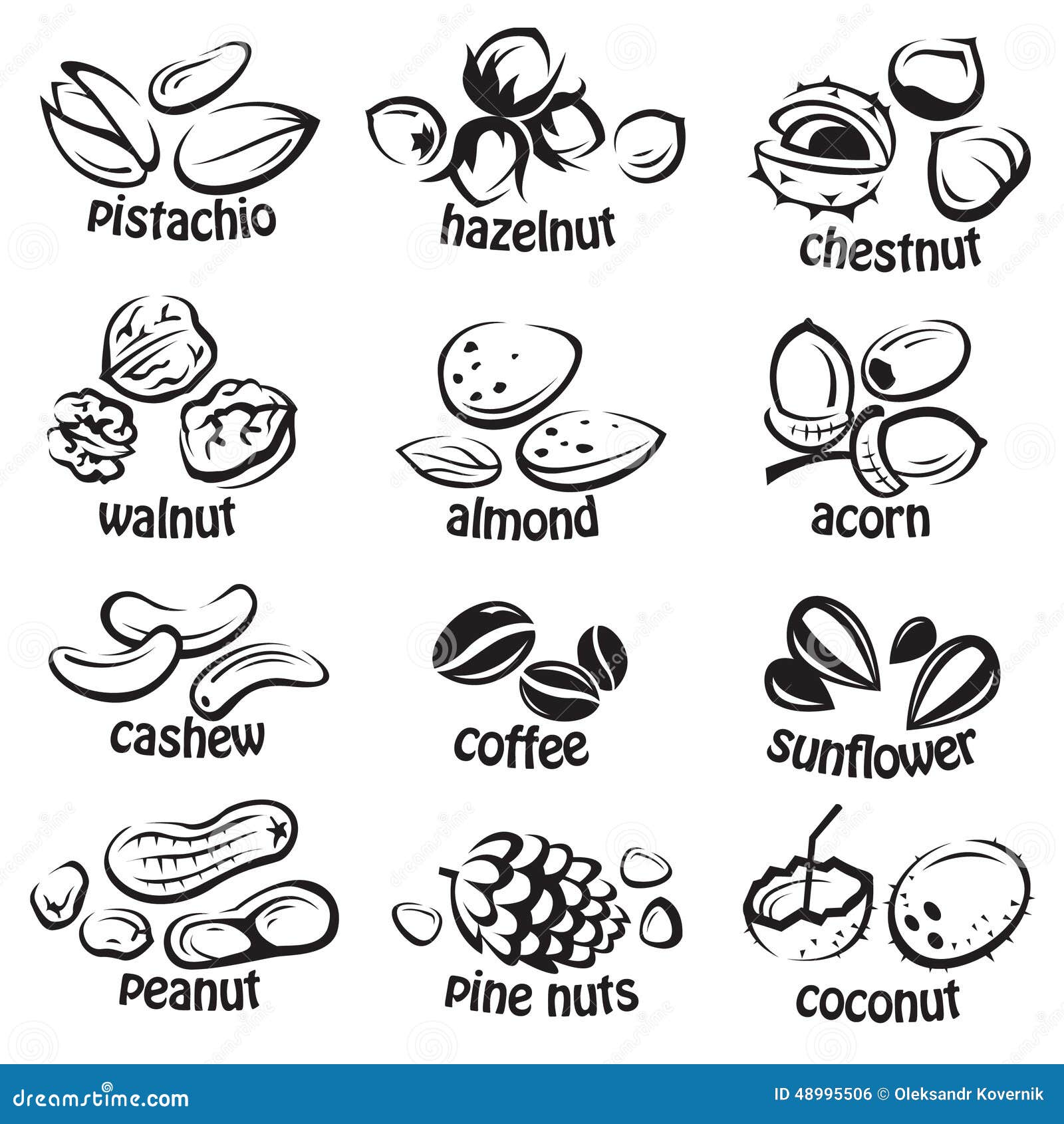 Sistema Nuts del icono ilustración del vector. Ilustración de alimento ...