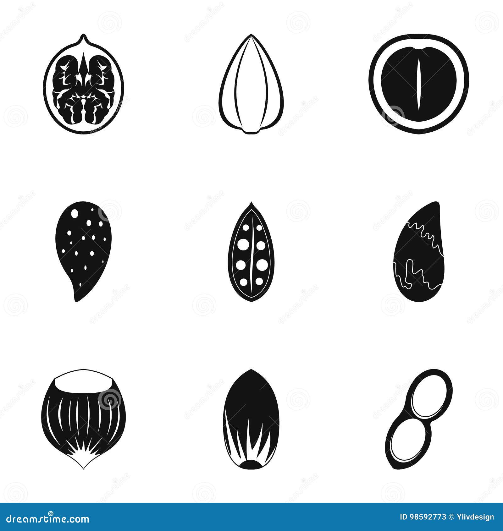 Sistema Nuts Del Icono De Eco, Estilo Simple Ilustración del Vector ...