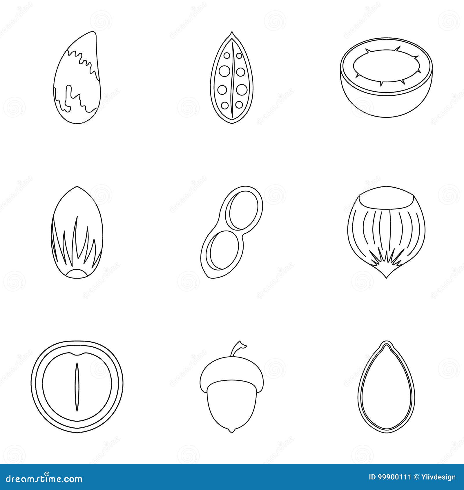 Sistema Nuts Del Icono, Estilo Del Esquema Ilustración del Vector ...