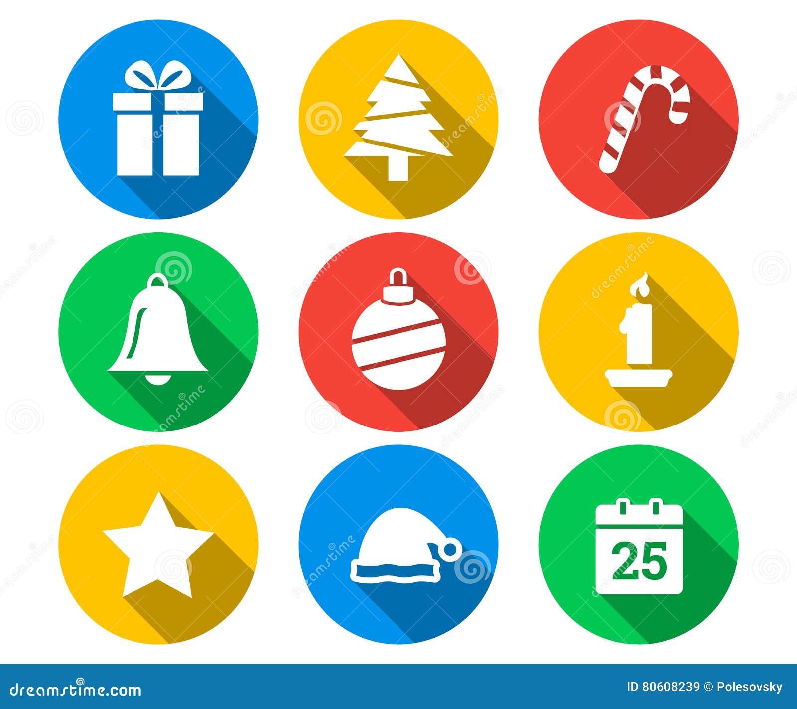 Sistema Plano Del Icono De La Navidad Ilustración del Vector ...