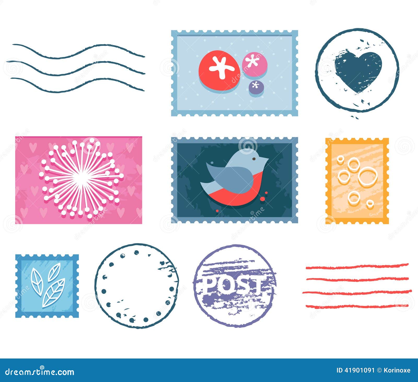 Sistema postal del sello ilustración del vector. Ilustración de floral ...