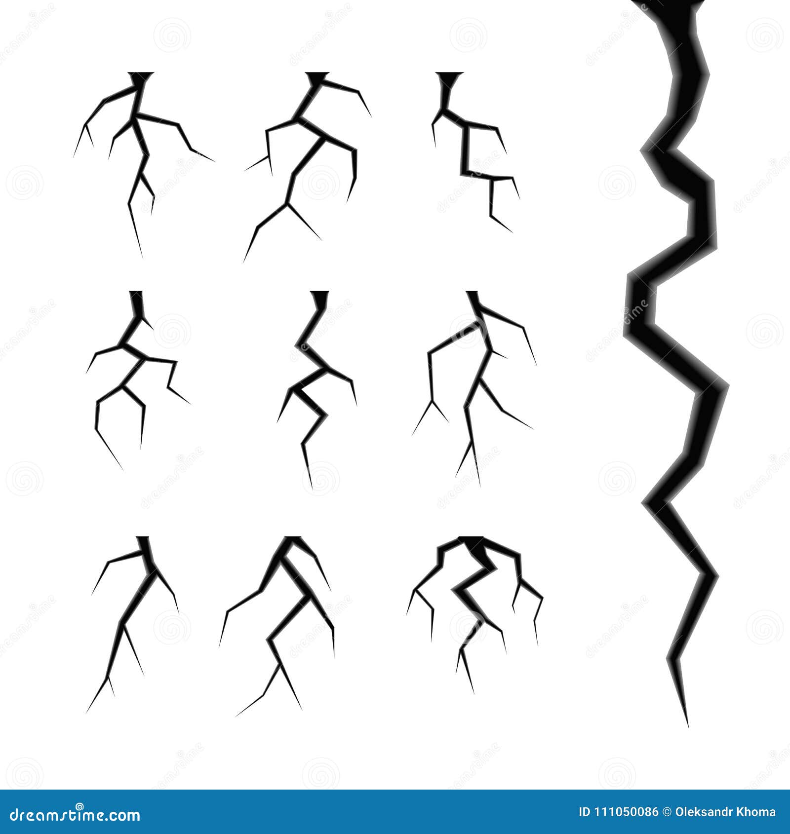 Sistema Simple Del Vector De Las Grietas Aislado En Blanco Ilustración ...