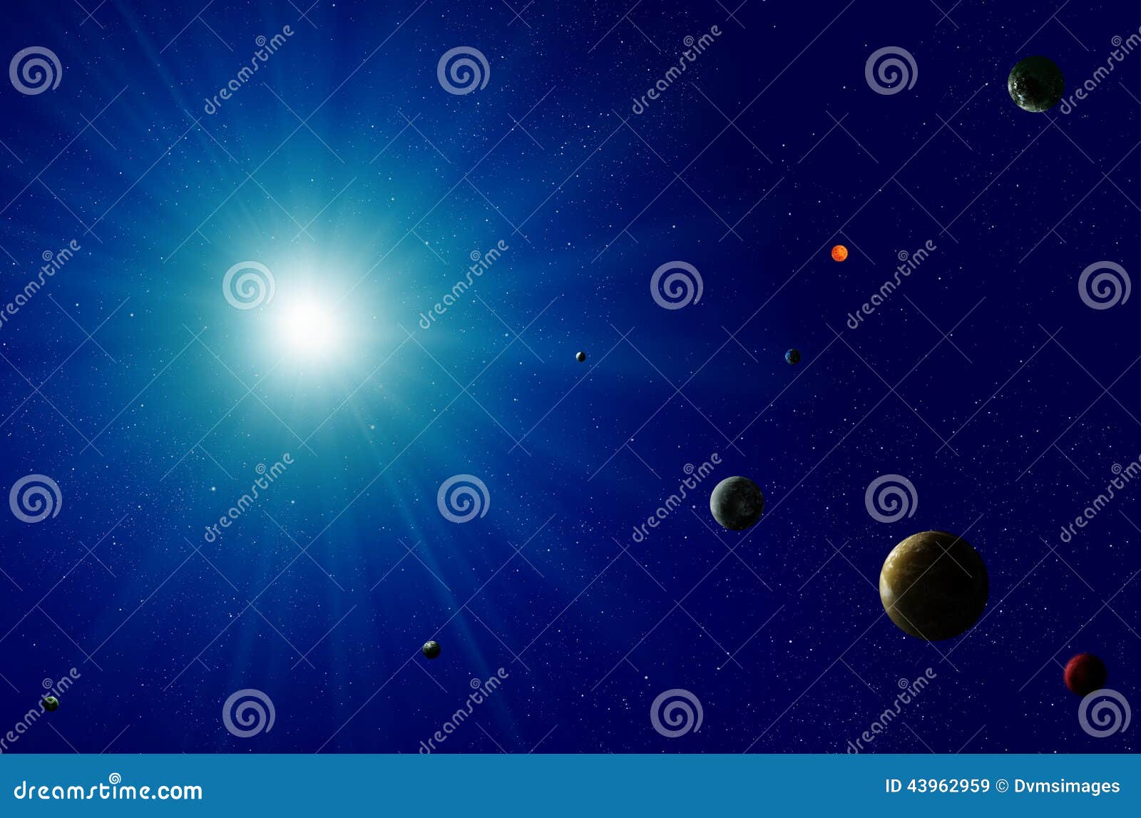 Sistema Solar De La Estrella Azul Stock de ilustración - Ilustración de ...