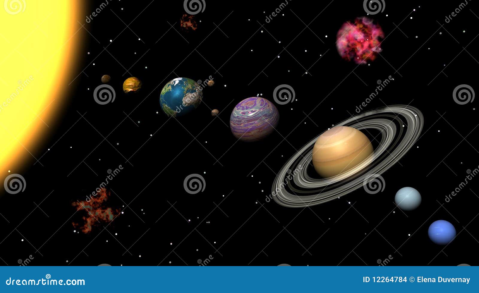Sistema solar e nebulosa ilustração stock. Ilustração de solar - 12264784