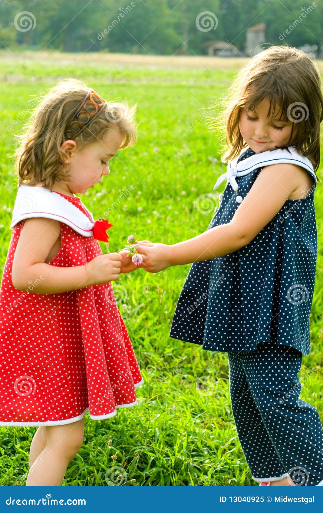 Sister Bashfully Giving a Present Stock Image - Image of blue, creative ...