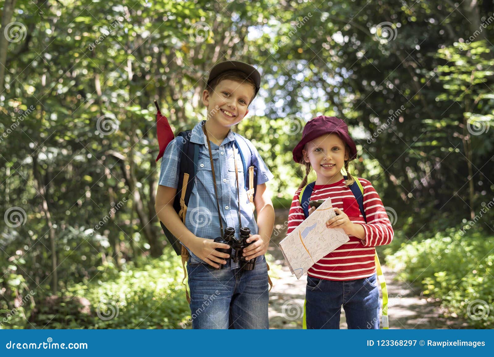 Sister and Brother on an Adventure Stock Image - Image of picnic ...