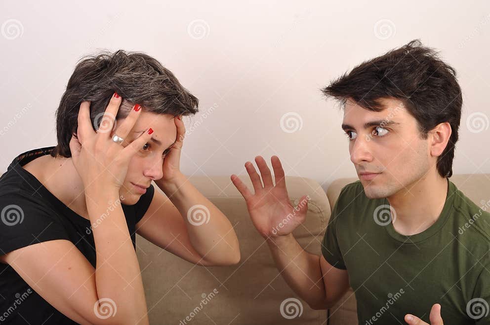 Sister and brother arguing stock image. Image of couch - 15306281
