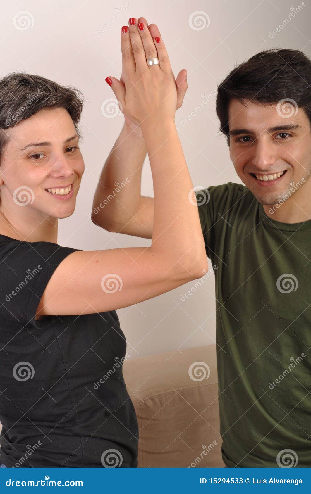 Sister and Brother High Five Stock Image - Image of high, celebration ...