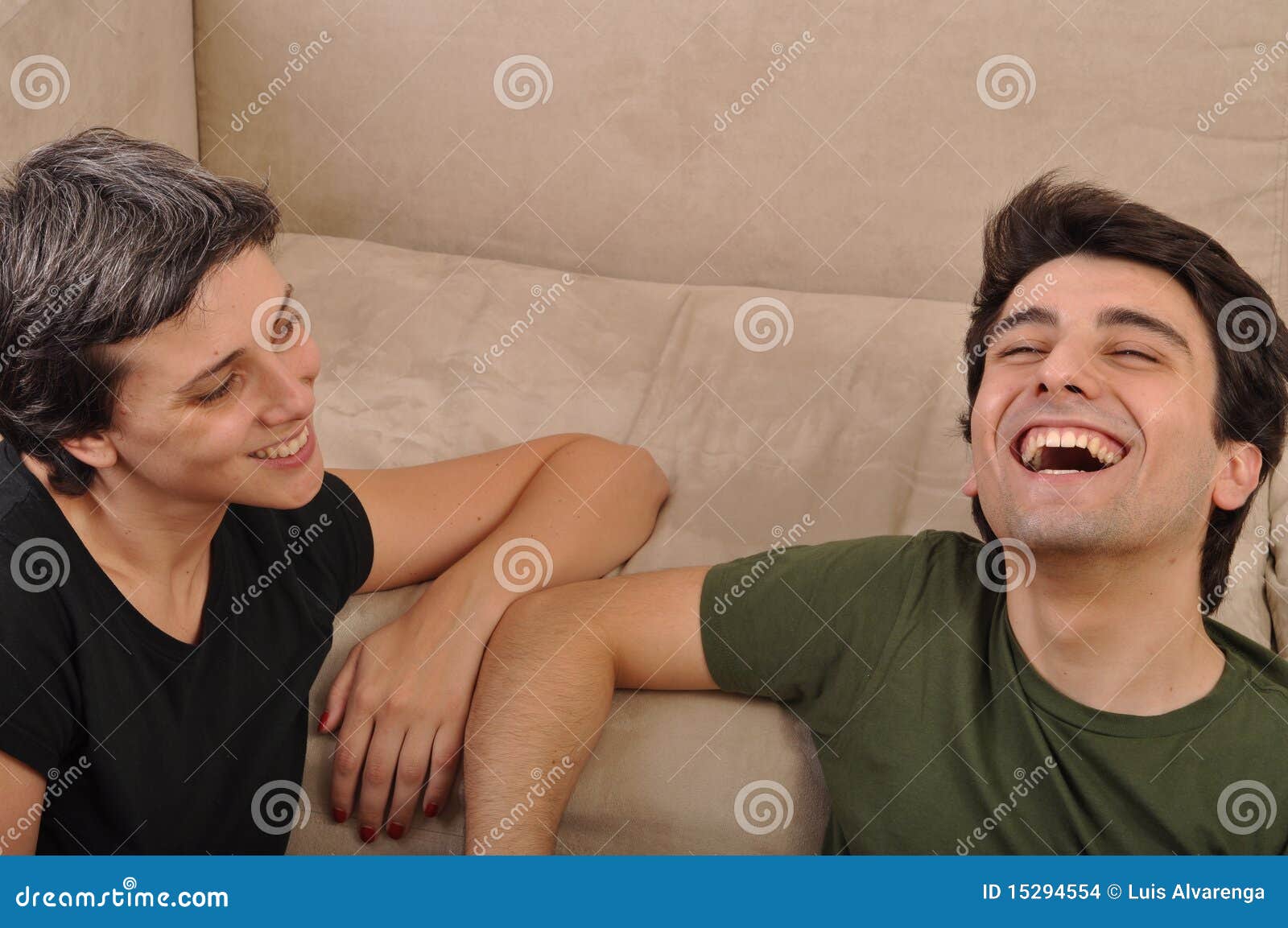 Sister and Brother Laughing Stock Photo - Image of cheerful, casual ...
