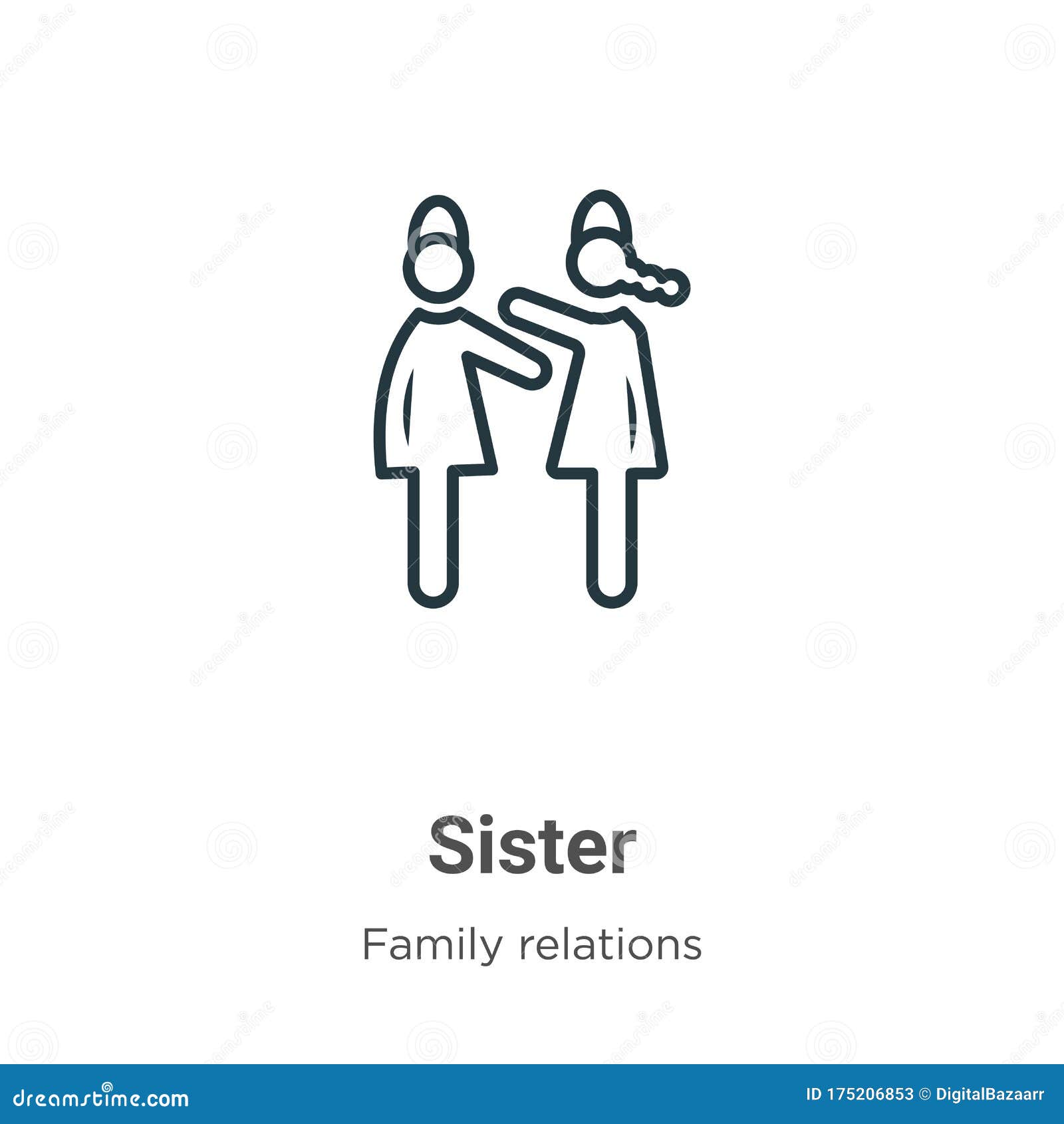 Sister Outline Vector Icon Thin Line Black Sister Icon Flat Vector