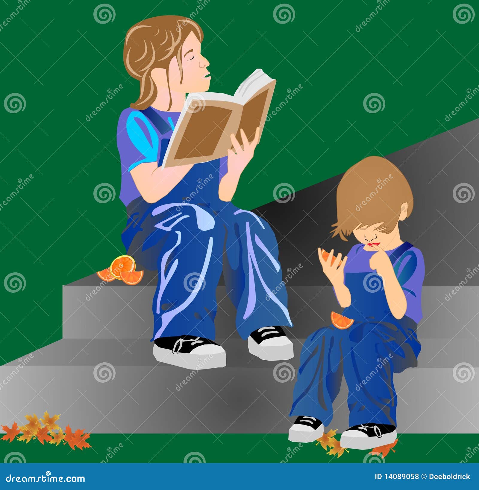 Sister Reading To Her Sibling a Book Stock Vector - Illustration of ...