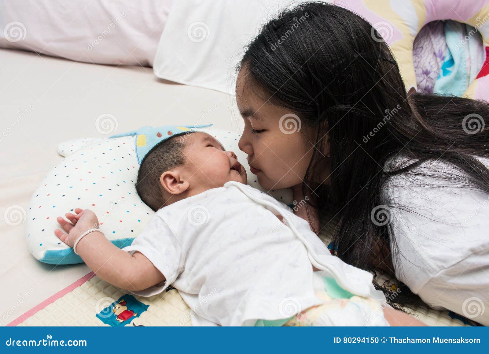 Sister Take Care Her Sister Stock Photo - Image of little, caucasian ...