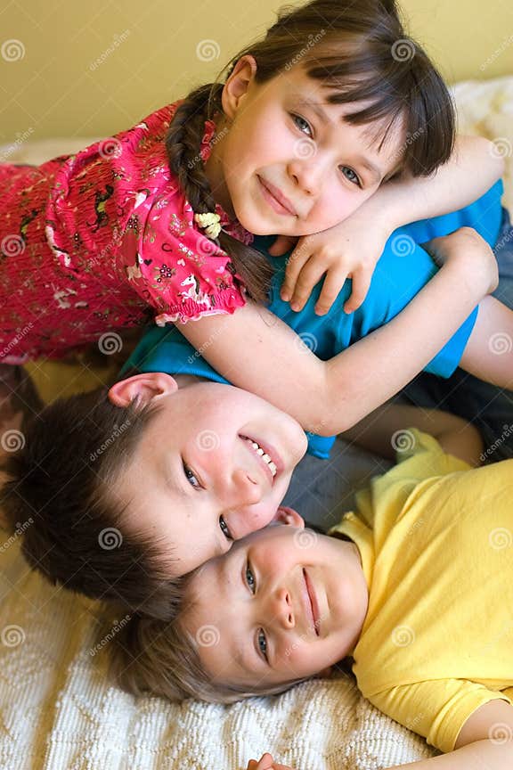 Sister and two brothers stock photo. Image of children - 2226392