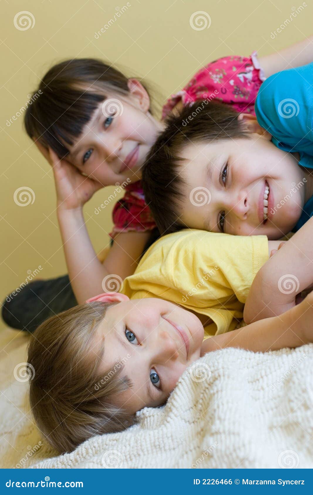 Sister and two brothers stock photo. Image of happy, lying - 2226466