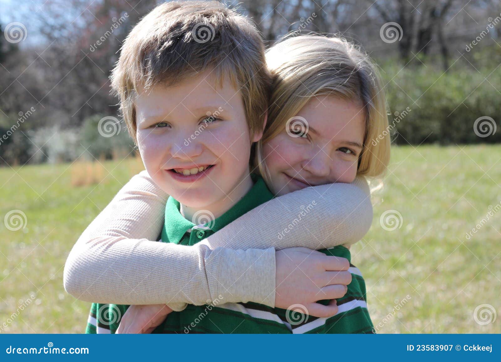 Sisterly Love stock image. Image of autism, field, outdoors - 23583907