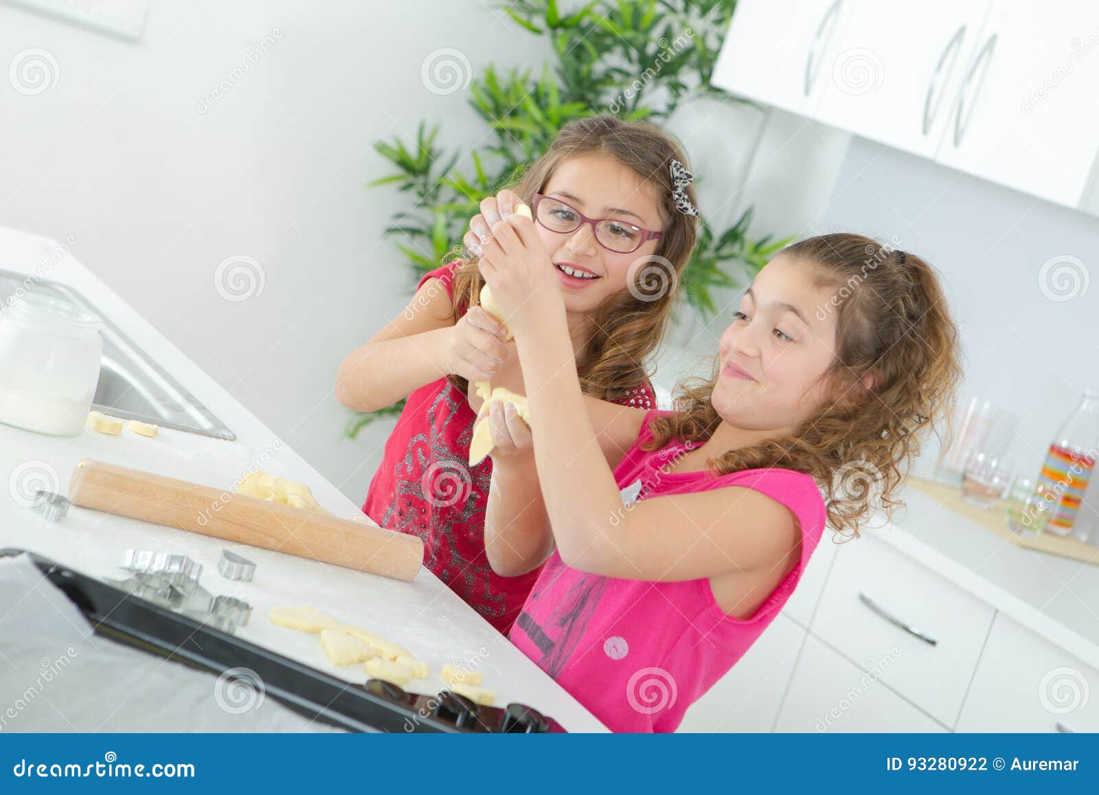 Sisters baking in kitchen stock photo. Image of sweet - 93280922