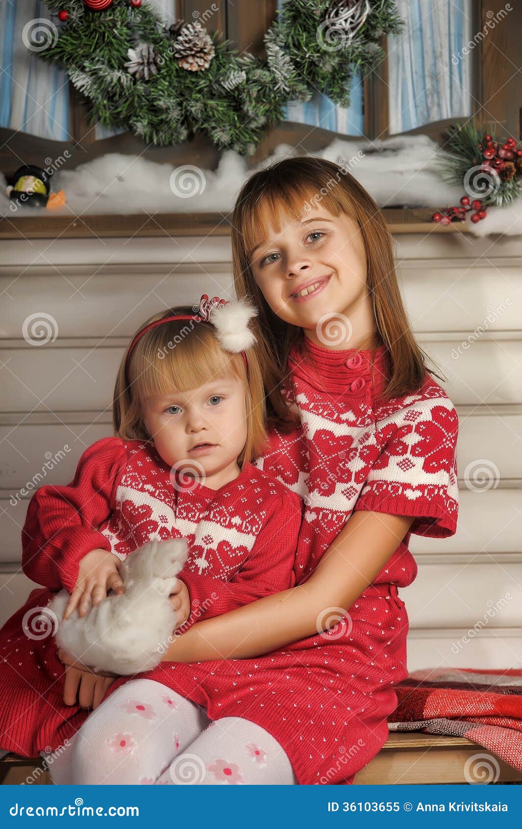 Sisters on Christmas time stock image. Image of baby - 36103655