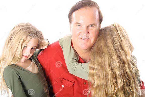 Sisters hugging uncle stock image. Image of isolated, smile - 3883863