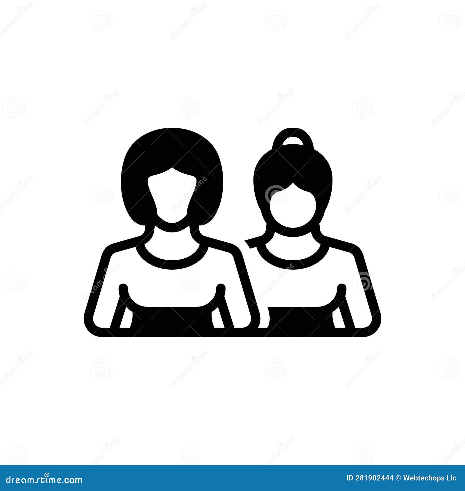 Black Solid Icon for Sisters, Sissy and Friends Stock Illustration ...
