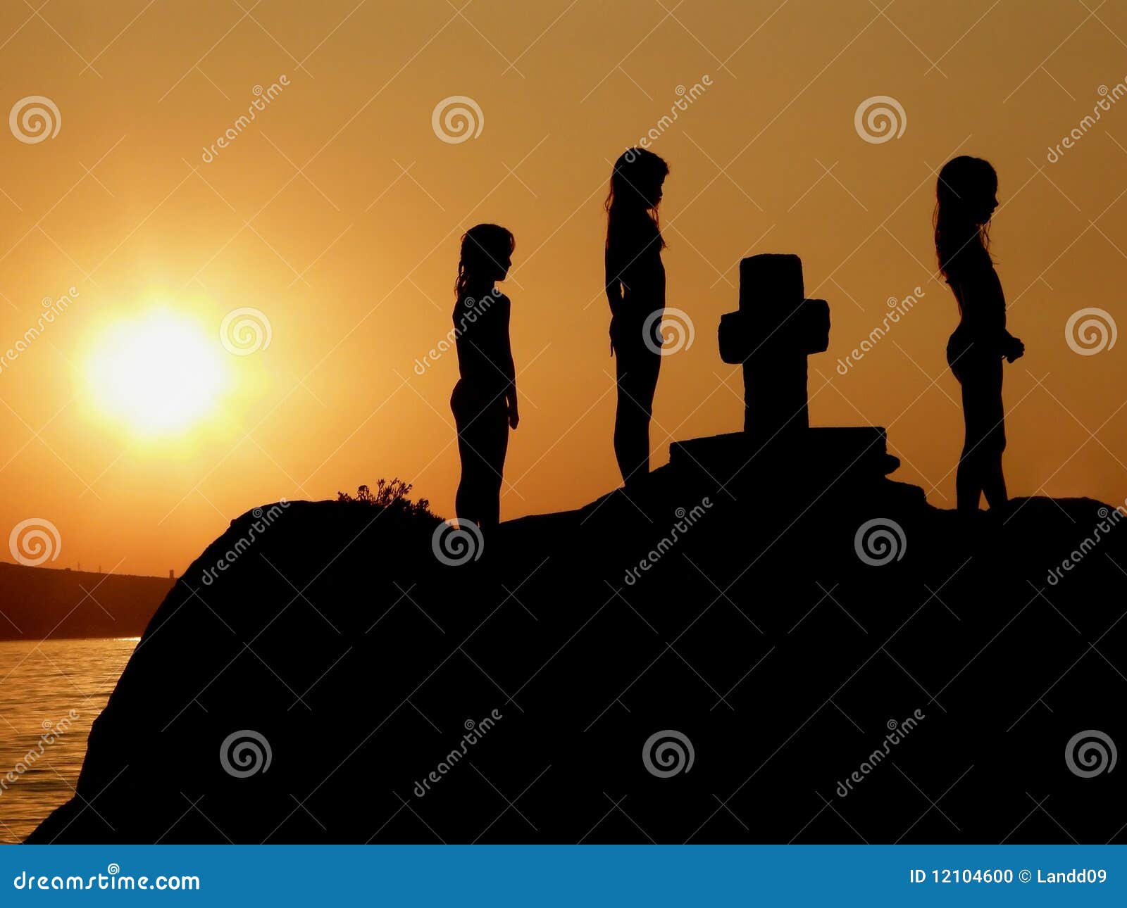 Sisters in Prayer on Sunset Stock Photo - Image of faith, child: 12104600