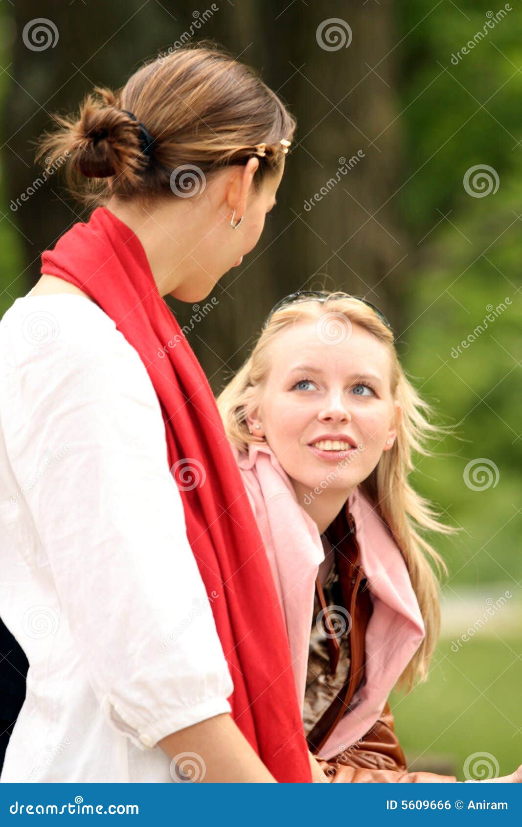 Sisters talking in park stock photo. Image of chat, talking - 5609666