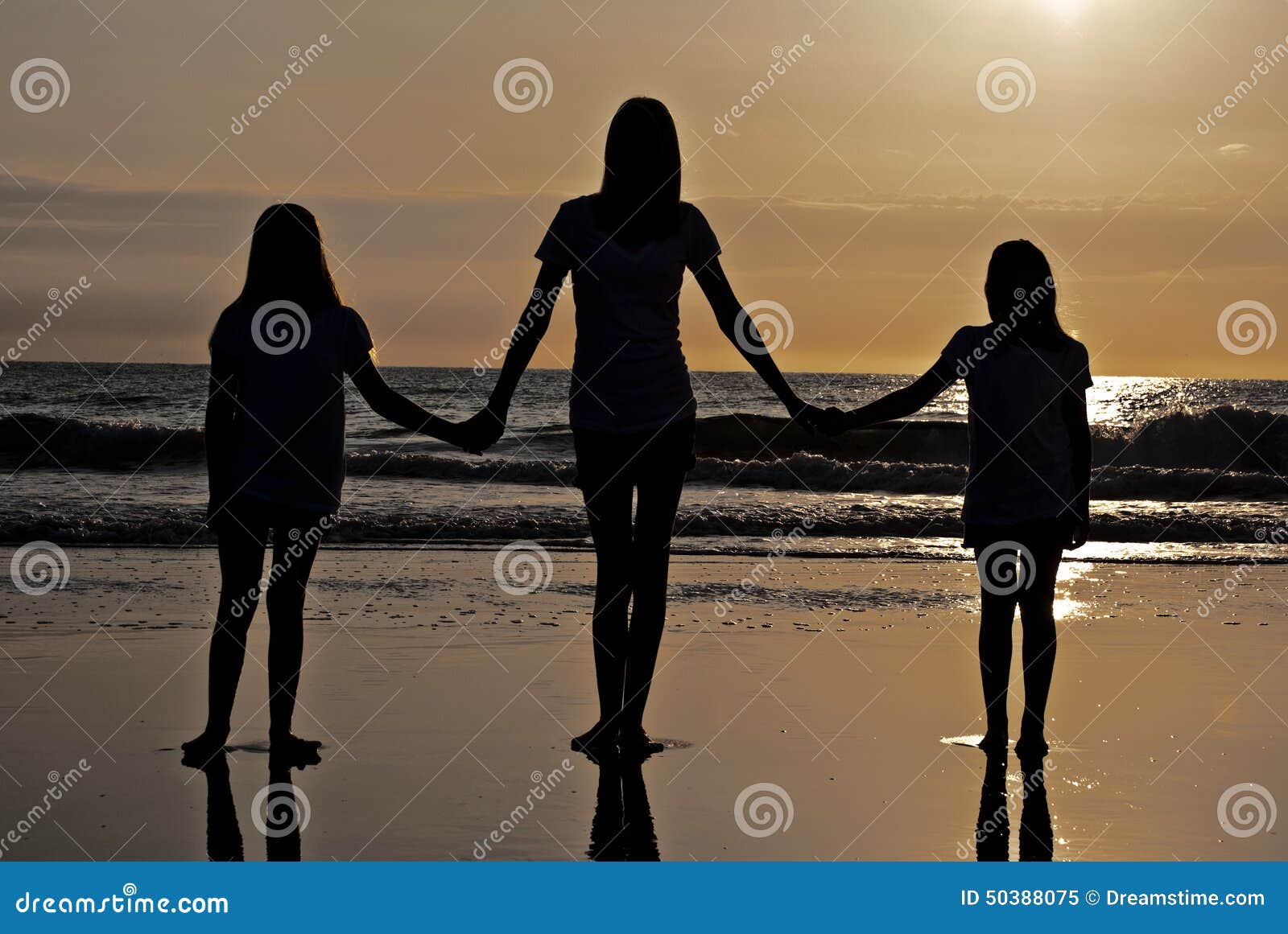 Sisters Holding Hands Silhouette