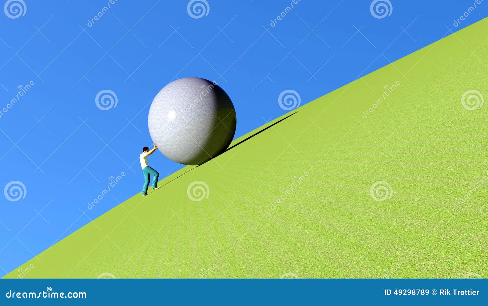 Sisyphus Rolling A Boulder Stock Illustration - Image: 49298789