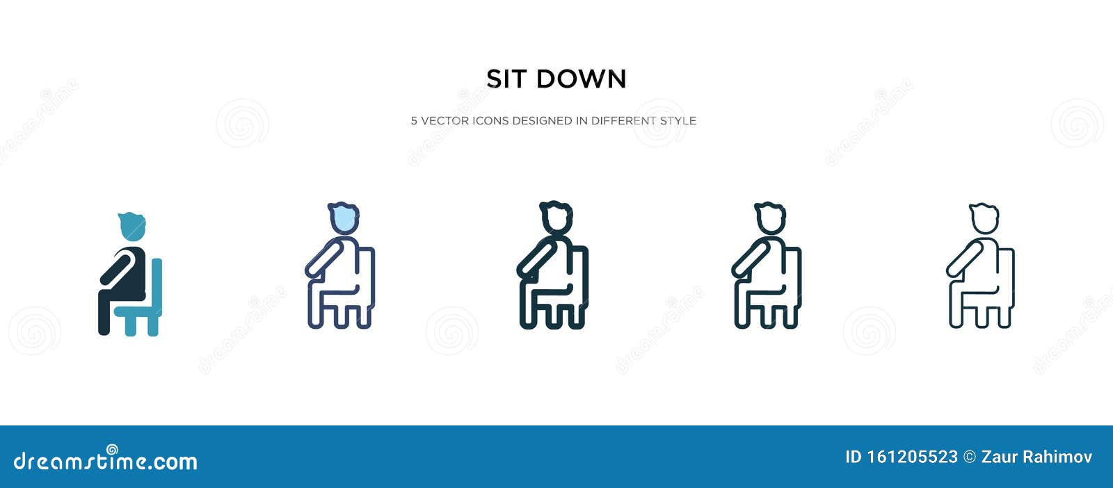 Sit Down Icon in Different Style Vector Illustration. Two Colored and ...