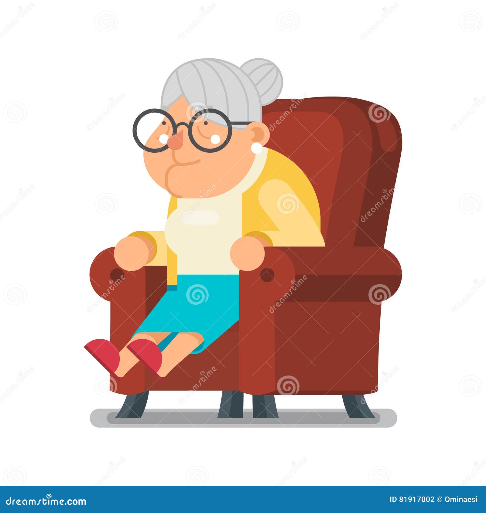 Sit Rest Granny Old Lady Character Cartoon Flat Design Vector ...