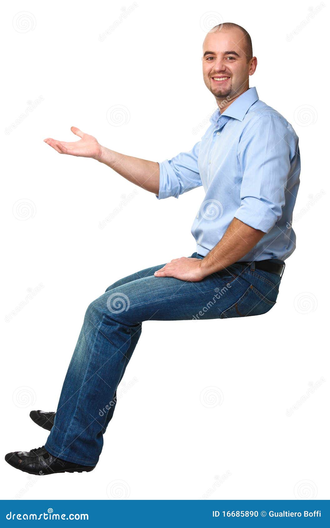 Sit white man stock photo. Image of showing, smile, isolated - 16685890