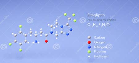Sitagliptin Molecule, Molecular Structures, Anti-diabetic Medication ...