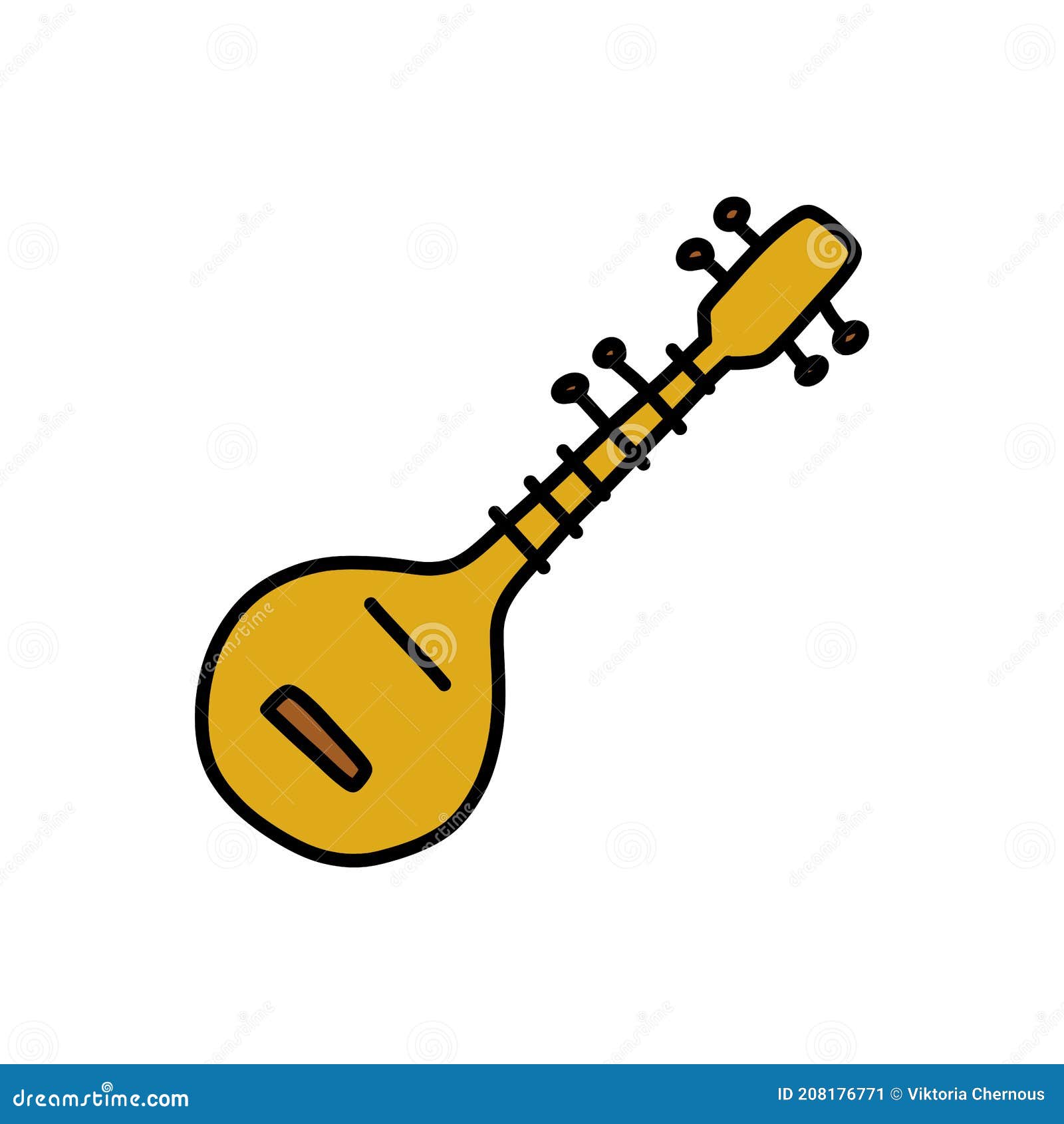 Sitar Doodle Icon, Vector Color Line Illustration Stock Vector ...