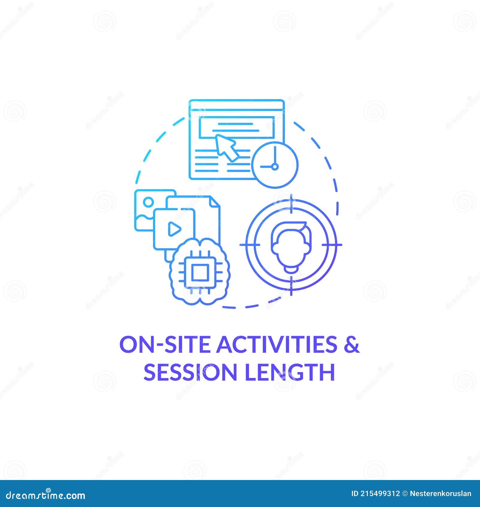 On Site Activities and Session Length Blue Gradient Concept Icon Stock ...