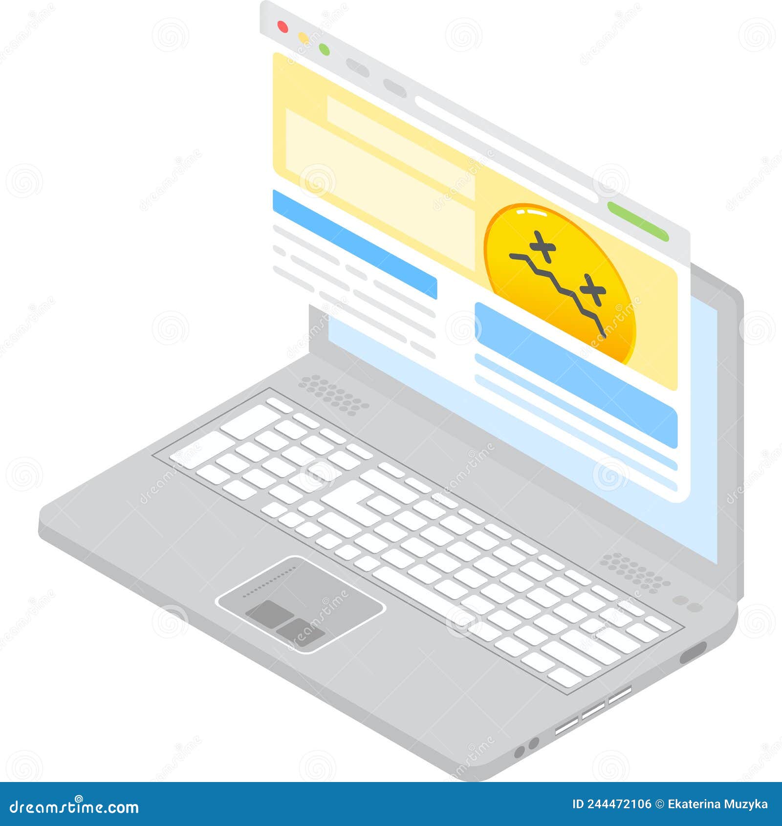 Site Crash Website Fail 3d Laptop Computer Icon Stock Vector ...