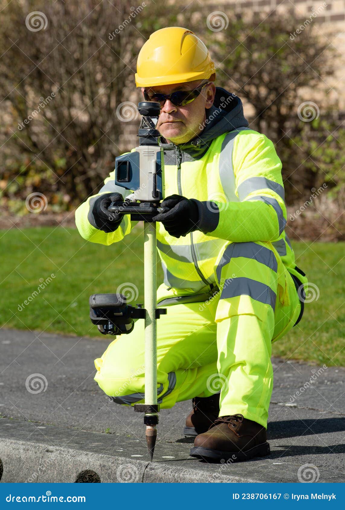 Site Engineer Doing Road Survey Using Modern Robotic Total Station EDM ...