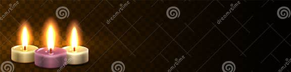 Site Header with Candles. Realistic Light Web Banner, Festive Party ...