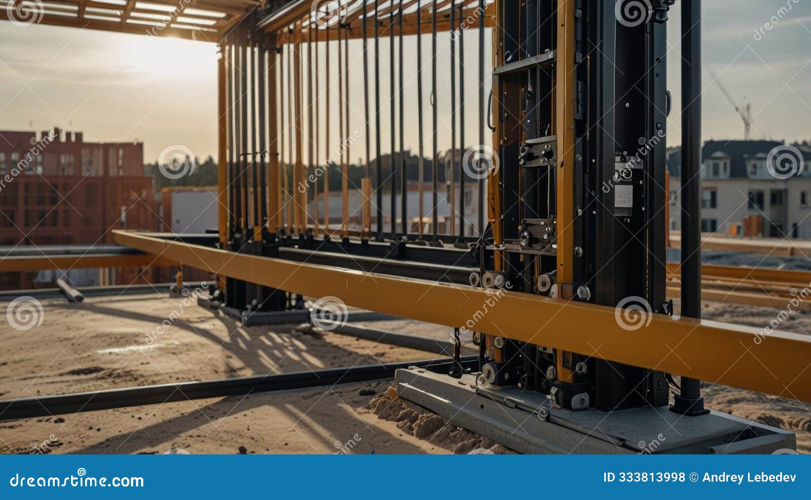 On-site House Construction Activities, Highlighting Building Materials ...