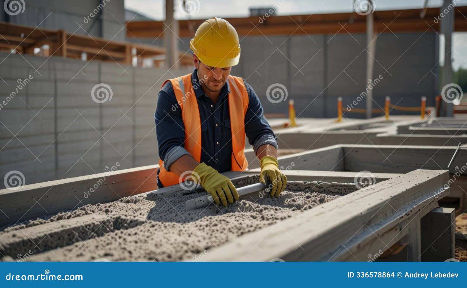 On-site House Construction Activities, Highlighting Building Materials ...
