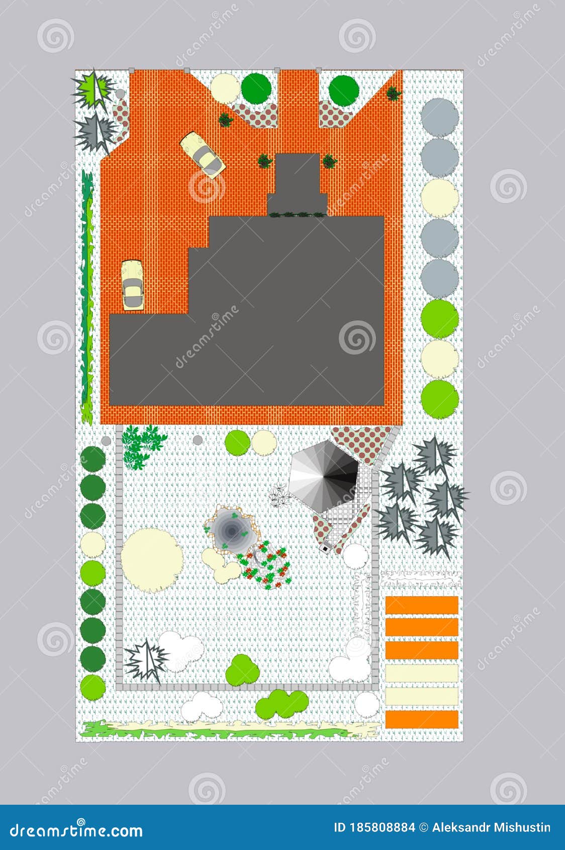 Site Landscape Plan stock illustration. Illustration of color - 185808884