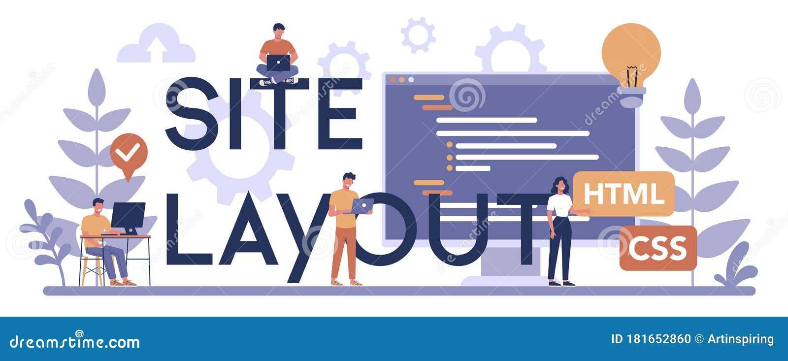 Site Layout Typographic Header Concept. Website Constructing Stock ...