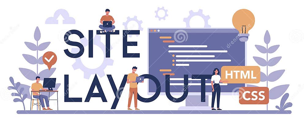 Site Layout Typographic Header Concept. Website Constructing Stock ...