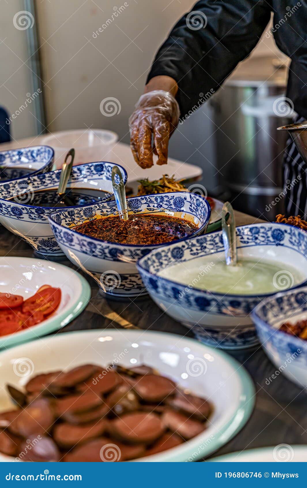 On-site Production of Gourmet Hot Pot Ingredients Stock Photo - Image ...