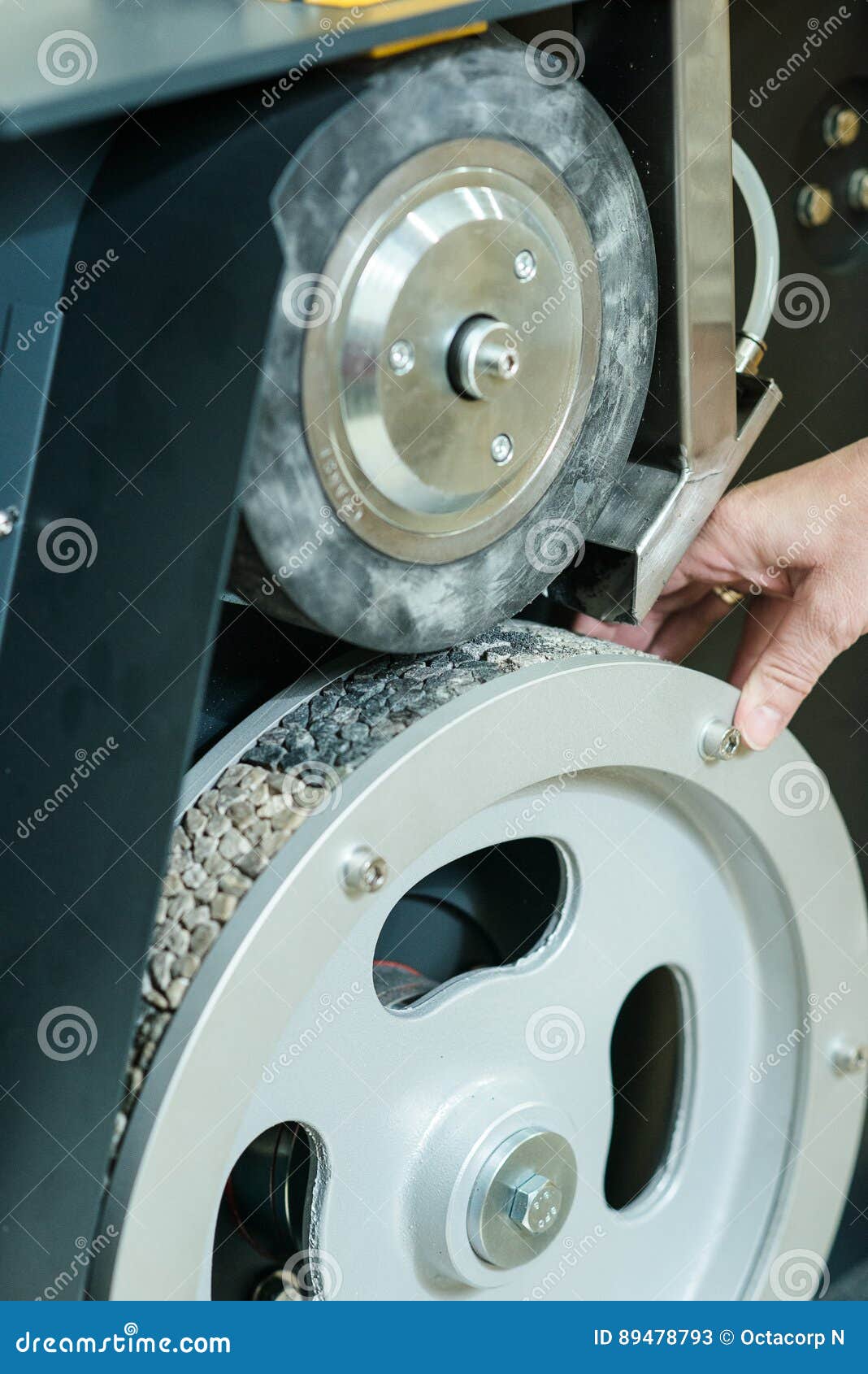 On Site Road Testing Laboratory. Placing Sample Of Gravel Into A ...